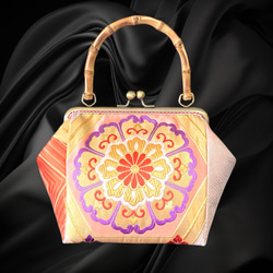 着物リメイクバッグ 着物オリジナルバッグ バンブーバッグ 和モダン がま口バッグ着物ショルダーバッグ [No.1654] ハンドバッグ ...