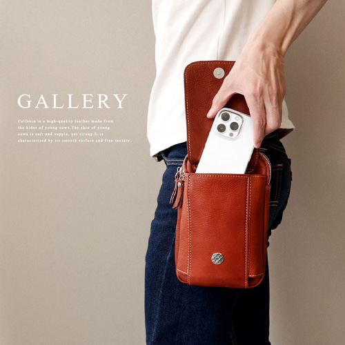 レザーバッグ メンズ ベルトポーチ 本革 ダブルファスナーポケット