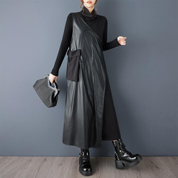 大きいサイズ 新品 秋冬 PUレザー ベスト ワンピース黒 レイヤード ロングr その他トップス ぽちゃCute・割引クーポンは 通販 ...