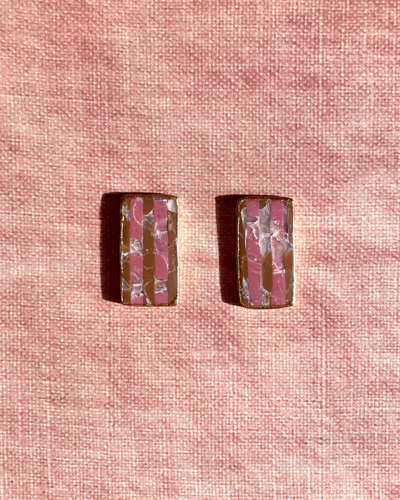 Linear（リニア）pink × brown／ピアス／イヤリング／バレンタインアクセ ピアス（スタッド・一粒） ManonBell 通販 ...