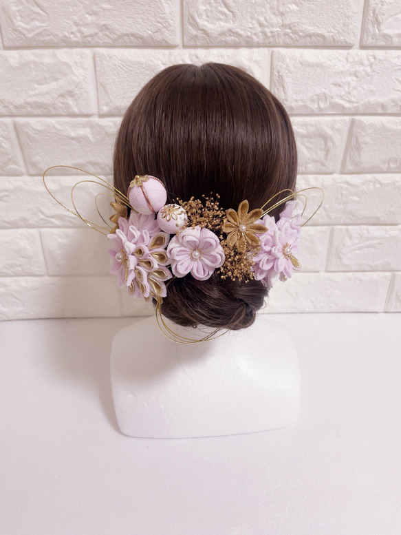 つまみ細工 髪飾り 成人式 卒業式 七五三 結婚式 ヘアアクセサリー 振袖 袴 着物 花 紫 金色 ゴールド かわいい その他ヘアアクセサリー ...