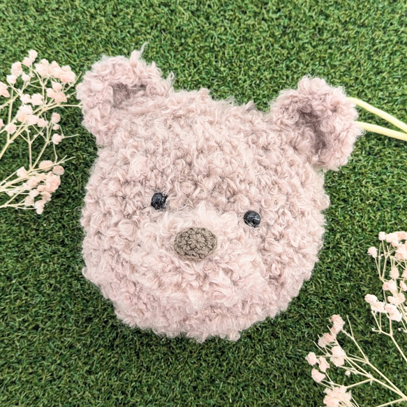 〈ピンク〉ふわもこクマさんの巾着ポーチ かぎ針編み 編み物 巾着袋 kamicro 通販 20411043｜Creema(クリーマ ...