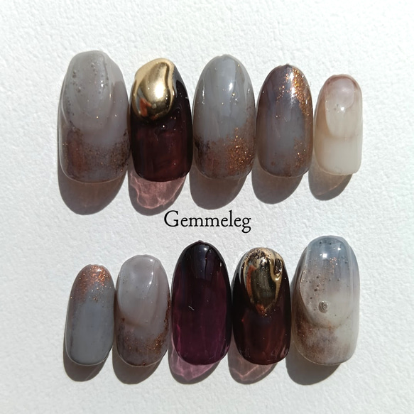 学者先生 / Gemmeleg ネイルチップ ニュアンスネイル ダークカラー 冬 春 ネイルチップ（つけ爪） Gemmeleg 通販 ...