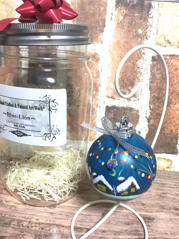 【再版】手描き☆ice skating/スケート☆クリスマスオーナメントボール＊クリスタル&蓄光付き＊ その他インテリア雑貨 Blue ...