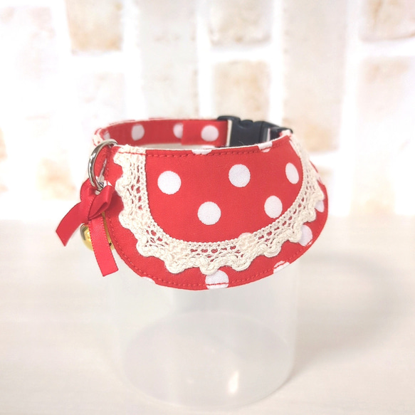 赤色＊ドットの丸襟首輪 猫・犬用 リード・首輪 azuki bean 通販 3452828｜Creema(クリーマ)