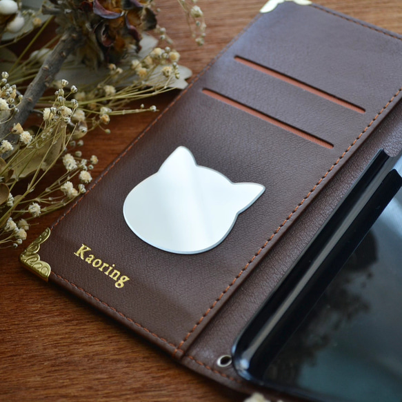 手帳型スマホケース『猫と月のロマンティック』-white cat-♡全機種対応 白い手帳カバー iphoneケース スマホケース・カバー ...