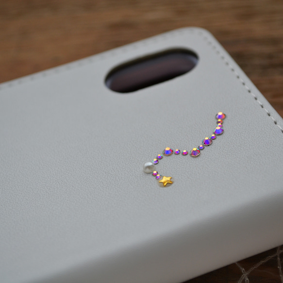 手帳型スマホケース『猫と月のロマンティック』-white cat-♡全機種対応 白い手帳カバー iphoneケース スマホケース・カバー ...