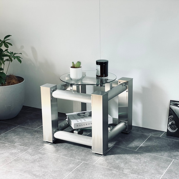 side table SUS304 hairline finish サイドテーブル Dimension 304 通販 5005699 ...