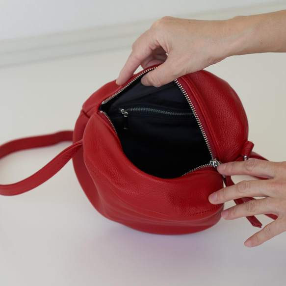 ﾓﾘﾉｶﾞｯｺｳ 上質本革ころんとminiポーチ【肩紐1.7cmタイプ レッド】ご旅行 毎日のポーチに/5292625/ ショルダーバッグ ...