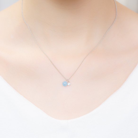 再販 人気 天使の石 アクアマリン ネックレス 3月の誕生石 大人カジュアル シンプル パステルカラー ネックレス・ペンダント Okika ...