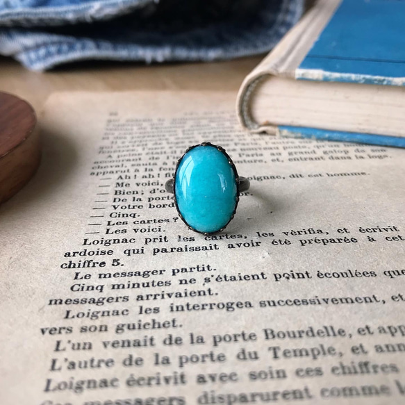 クリームソーダなアマゾナイトリング (18×13version)♡ 指輪・リング milk and honey tea 通販 5351027 ...