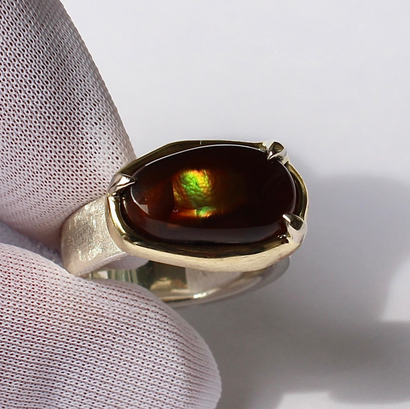 Fire Agate / K10YG, SV925 指輪・リング _r_a_z_a_ 通販 5520644｜Creema(クリーマ)