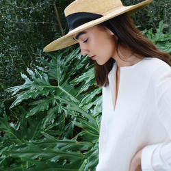 ＜即納可能＞ロングリボンのボーターハット Amal アマル 春夏 麦わら帽子 カンカン帽 ハット グログランの麦わら帽子 通販 5633337 ...