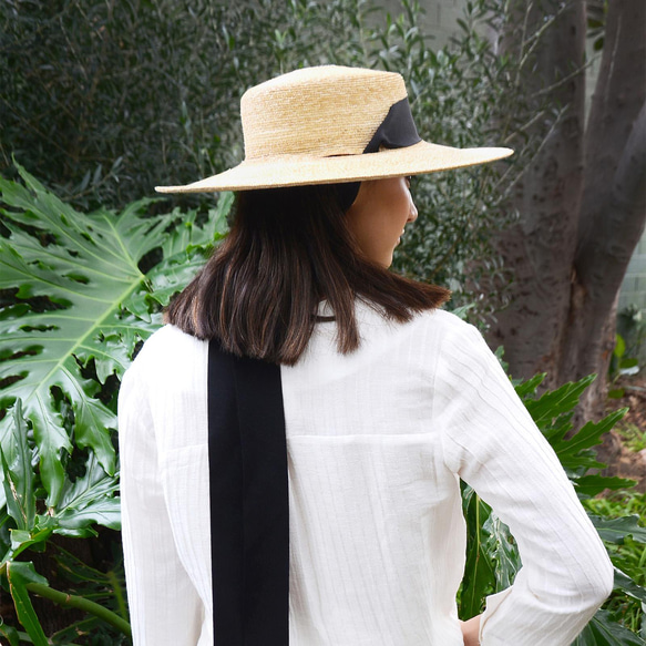 ＜即納可能＞ロングリボンのボーターハット Amal アマル 春夏 麦わら帽子 カンカン帽 ハット グログランの麦わら帽子 通販 5633337 ...