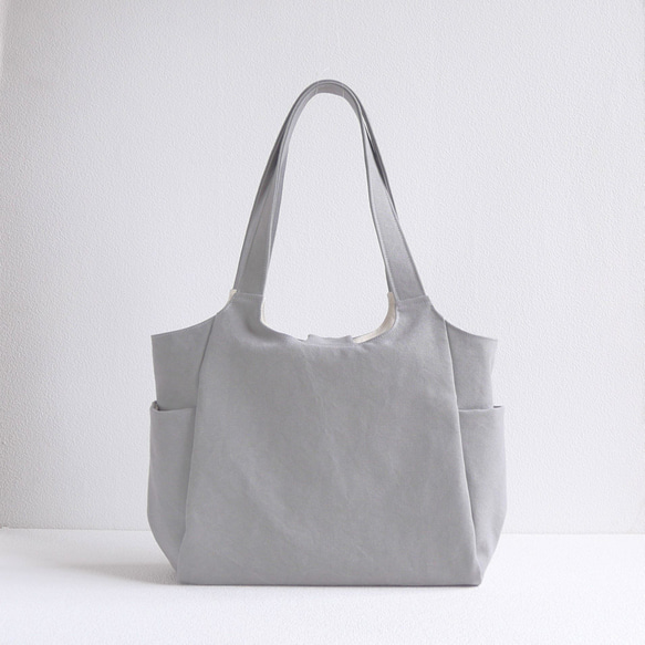 富士金梅ヴィンテージ帆布 ペールグレー色A4も入るポケットたくさん軽いバッグ トートバッグ kallelse（カレッセ）24 通販 ...