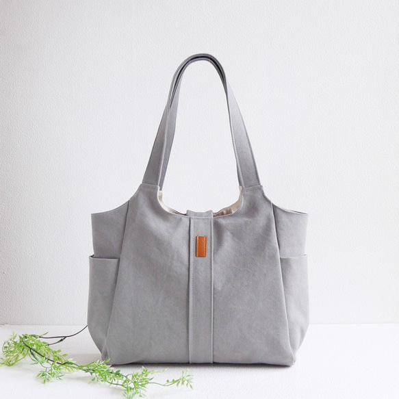 富士金梅ヴィンテージ帆布 ペールグレー色A4も入るポケットたくさん軽いバッグ トートバッグ kallelse（カレッセ）24 通販 ...