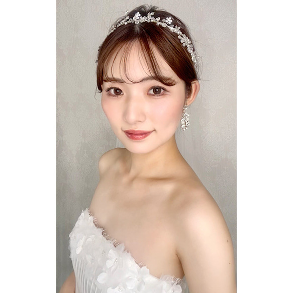 バックカチューシャ クリスタル ビジュー ウェディングヘアアクセサリー リーフ 髪飾り ヘッドドレス LM458 バックカチューシャ ...