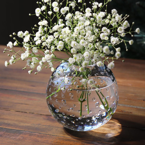 小さな泡の花器L」カスミソウ インテリア 透明感 ドット 小さな泡の花器L」カスミソウ インテリア 透明感 ドット