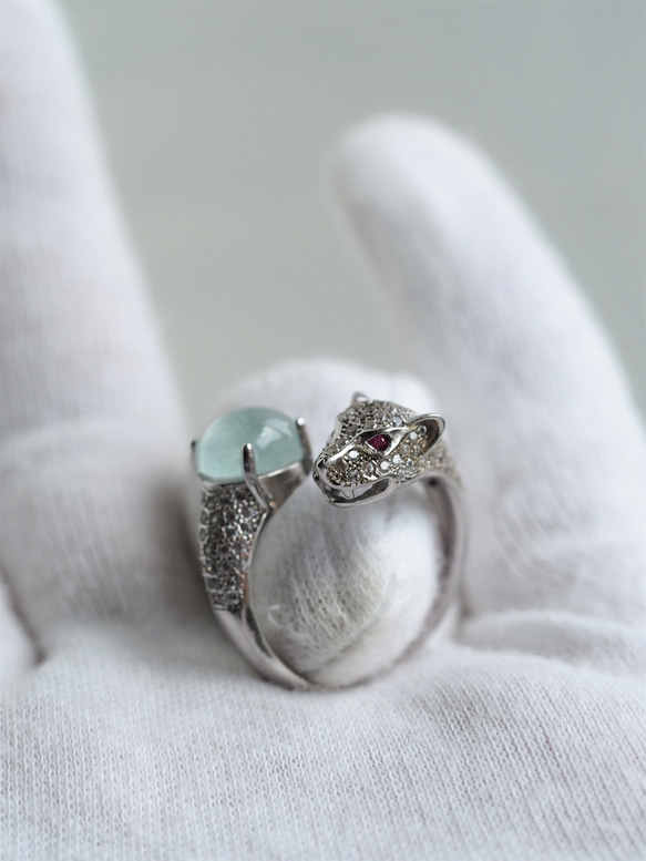 アクアマリン9 S925 Zc レオパードフリーリング 指輪・リング ケロリン堂 通販 904111｜Creema(クリーマ)