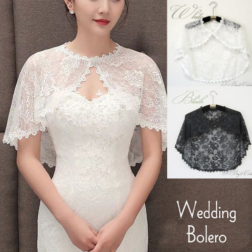 ウエディングドレス ボレロ 付け袖 白 黒 総レース ケープ 結婚 ウエディングドレス ボレロ 付け袖 白 黒 総レース ケープ 結婚