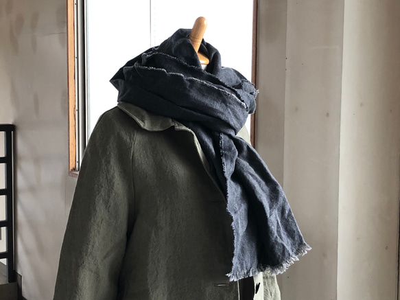 ベルギーリネン起毛リネン ストールハーフサイズ W53 ストール inago 通販 12693252｜Creema(クリーマ)