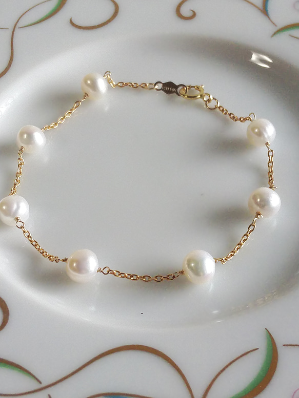 再販『受注制作』k14gf basic淡水ホワイトパールブレスレット ブレスレット 1000port 通販 5121049｜Creema(クリーマ)