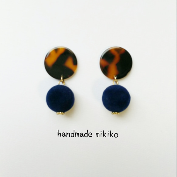 べっ甲＆フロッキービーズのイヤリング、ピアス イヤリング・ノンホールピアス ☆mikiko☆ 通販｜Creema(クリーマ) 4674168