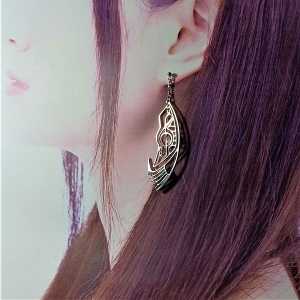 【ハープ＆ト音記号ピアス・イヤリング】音楽好きさんにオススメ / 大きめサイズ ピアス（フック・チェーン） SMD Factory 通販 ...