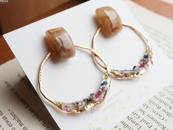 2way ミルクティ×変形サークルピアス、イヤリング ピアス（スタッド・一粒） pallet 通販｜Creema(クリーマ)