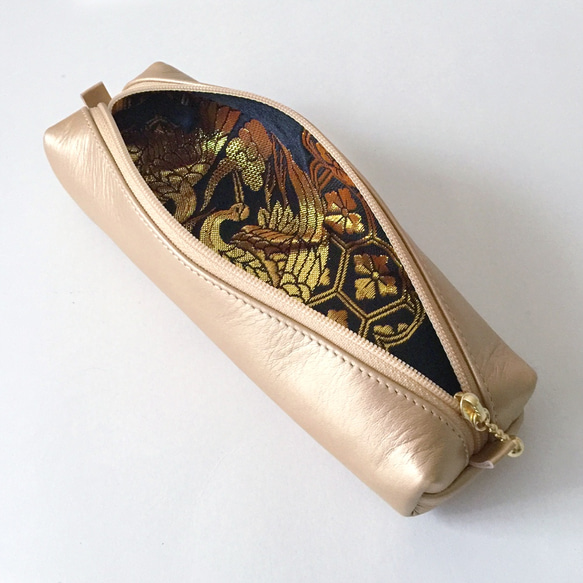 本革と和文様のペンケース【金襴】 ペンケース マナ・カバン 通販 5418556｜Creema(クリーマ)