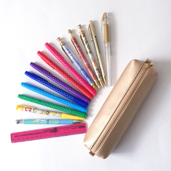 本革と和文様のペンケース【金襴】 ペンケース マナ・カバン 通販 5418556｜Creema(クリーマ)