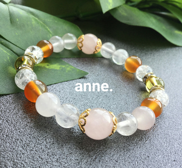 【可愛いらしさup 】ローズクォーツ＆シトリンのブレスレット ブレスレット anne. 通販 2094840｜Creema(クリーマ)