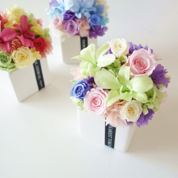 NATURAL “Bouquet”（brise）ブーケのようなカラフルアレンジ プリザーブドフラワー no.918 通販｜Creema ...