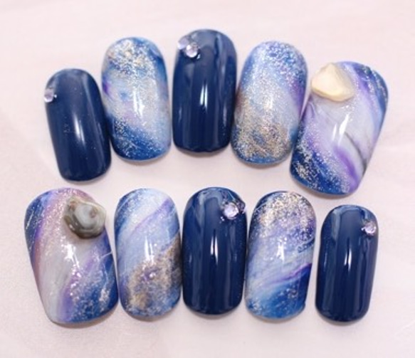 【ネイルチップ21】地層マーブルニュアンスネイル ネイルチップ（つけ爪） en 通販｜Creema(クリーマ) 12687166