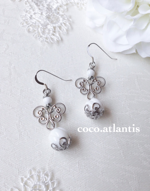 ＊天使の耳飾り〜w・shell＊* イヤリング・ノンホールピアス ココ・アトランティス 通販｜Creema(クリーマ) 2109826