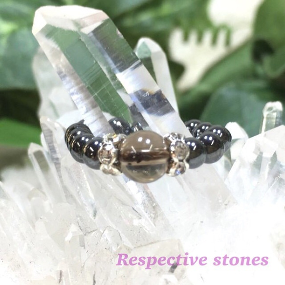リング★精神力＆安定感(スモーキークォーツ×ヘマタイト)天然石の指輪／rin-16 指輪・リング Respective stones 通販 ...