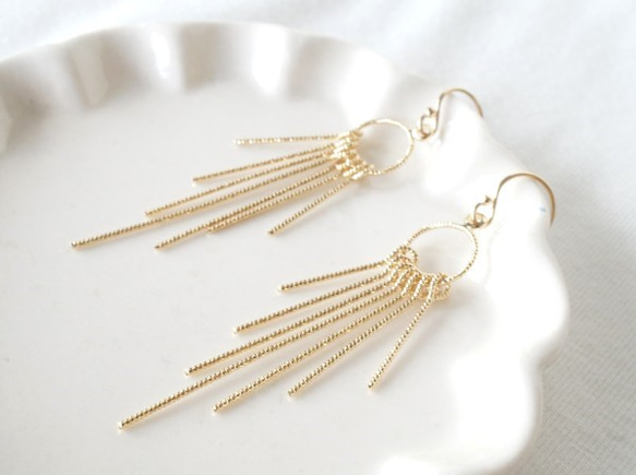 14kgf ゴールドシャワー・ピアス ~pluie~ ピアス（フック・チェーン） Canattelle 通販｜Creema(クリーマ) 7807403