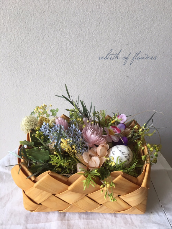 新緑のバスケットアレンジ リース JiLL 通販 3862676｜Creema(クリーマ)