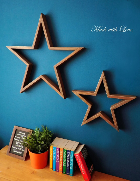 Star×Star】＊＊木製ウォールデコレーション/walnut/F0203 ウォールステッカー・ウォールデコ Made With Love ...
