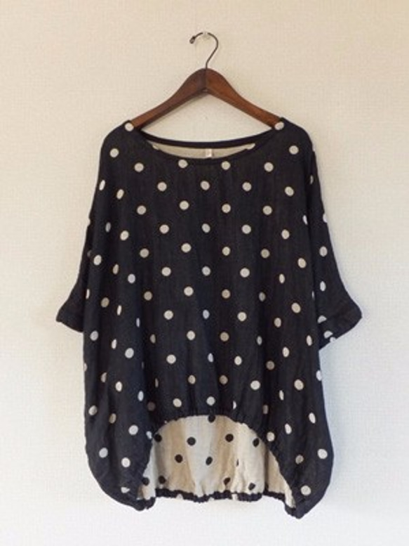 後ろ下がりプルオーバー＊ブラック＆ベージュドット カーディガン naccho. 通販｜Creema(クリーマ) 1884142