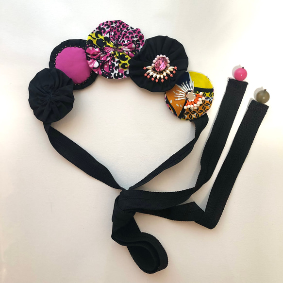 SALE circle in arrow 〈kenya〉black and pink フリーサイズ／ヘアバンド ヘアバンド・ターバン ...