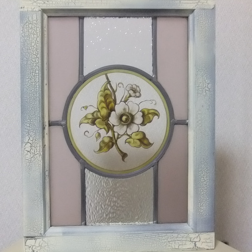 花のステンドグラス絵付けパネル(額付き) その他インテリア雑貨 花のステンドグラス絵付けパネル(額付き) その他インテリア雑貨