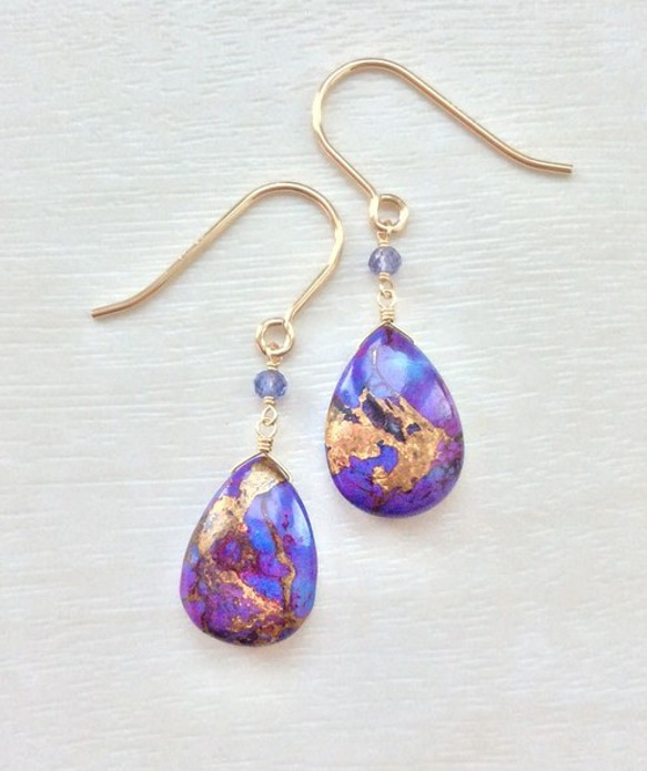 Copperパープルターコイズとタンザナイトのピアス ピアス（フック・チェーン） きなたろう 通販｜Creema(クリーマ) 5461132