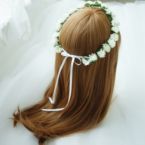 花かんむり♡ナチュラル小花♡(白い花冠結婚式花冠) ヘッド 花かんむり♡ナチュラル小花♡(白い花冠結婚式花冠) ヘッド