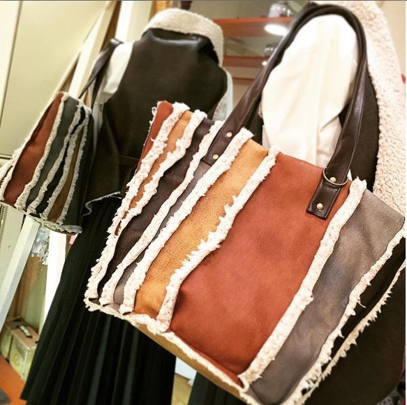 ムートンストライプビッグトート トートバッグ ムートン もこもこ トートバッグ Primaveraプリマベラ 通販 3081845 ...