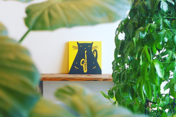 Black Cat & Sax ファブリック/アートパネル 写真・グラフィック FABCO 通販 2290525｜Creema(クリーマ)