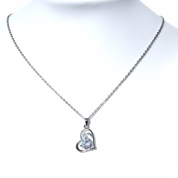 送料無料： CZダブルハートネックレス ネックレス・ペンダント abeat 通販 1787014｜Creema(クリーマ)