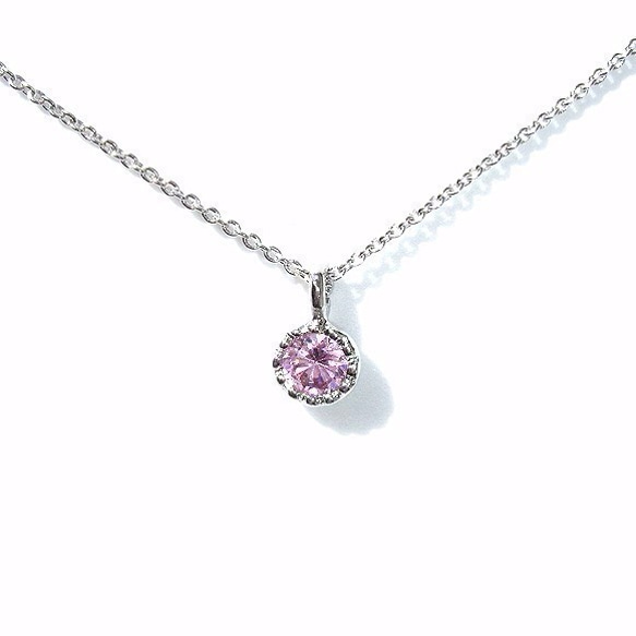 本ロジウムピンクCZシンプル超極細ネックレス ネックレス・ペンダント abeat 通販 4386572｜Creema(クリーマ)