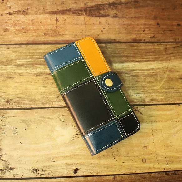 iPhone6,7,8 ＊送料無料＊ 栃木レザーパッチワーク 手帳型ケース スマホケース・カバー D.I.Y plus 通販｜Creema ...