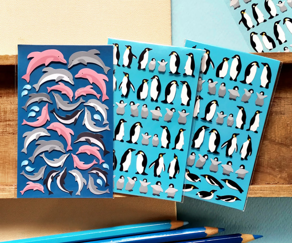 イルカシール 皇帝ペンギンシール【ミニサイズ】＊3枚組＊ シール・ステッカー 米青三口 通販 4082740｜Creema(クリーマ)